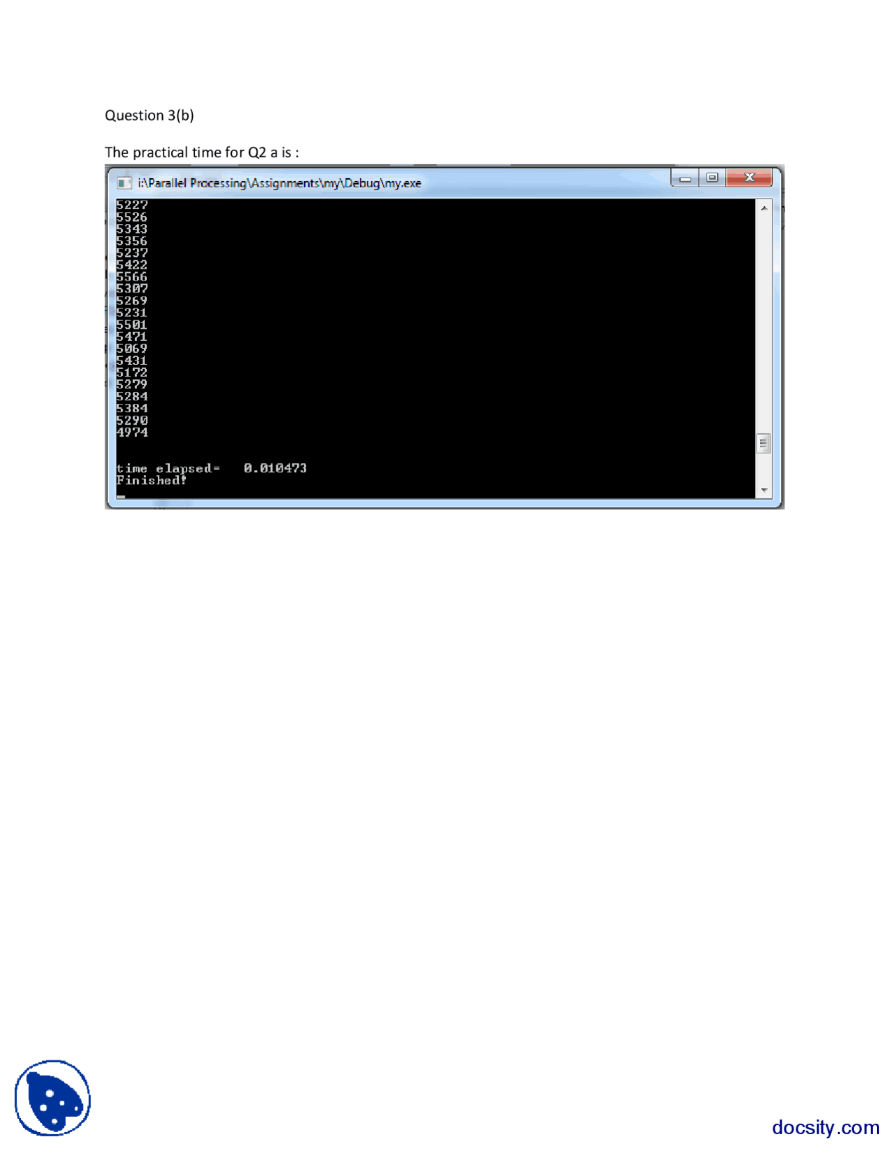 Practical Time Parallel Processing Assignments Docsity