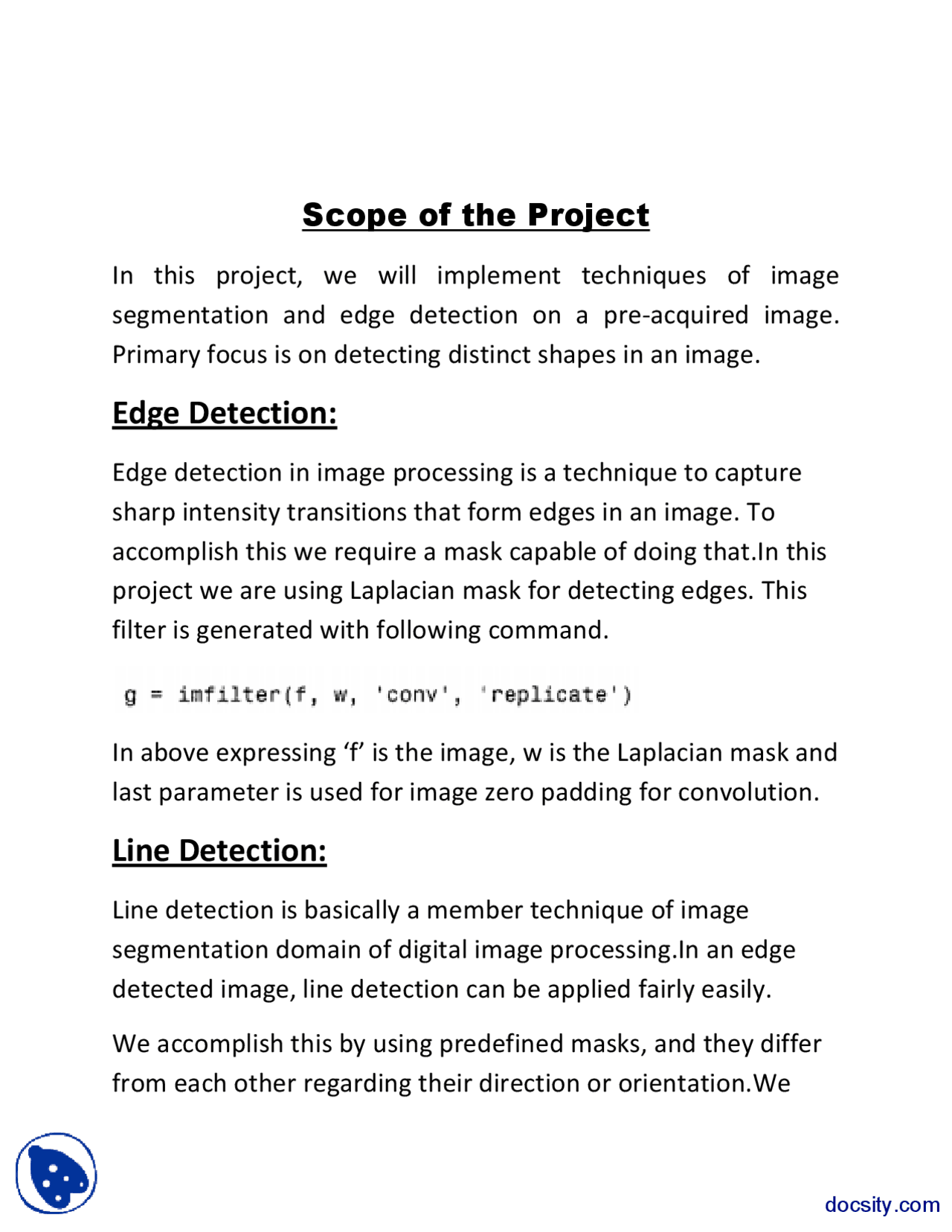 Edge Detection Digital Image Processing Project Report Docsity
