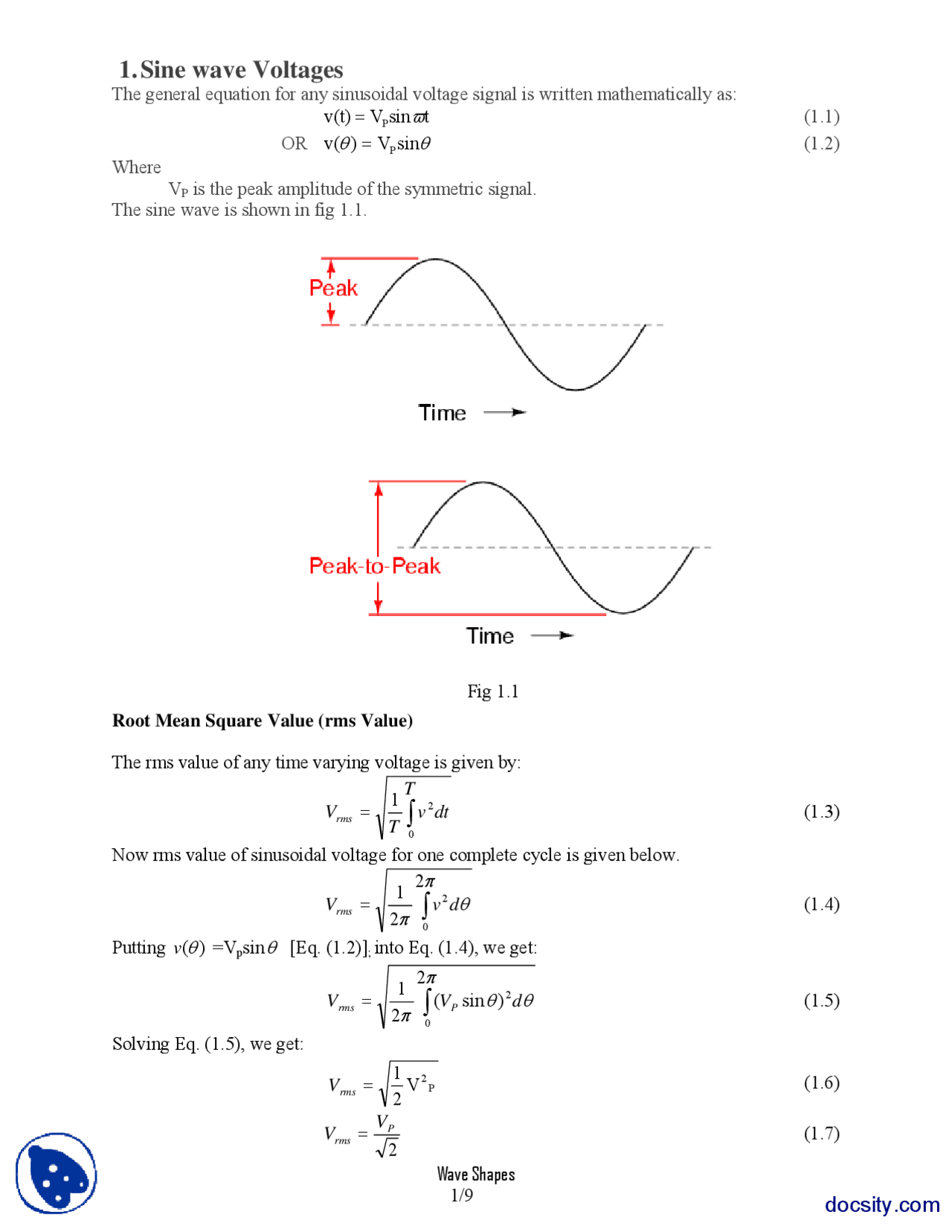 Waveforms of Voltage Signals-Applications of Power Electronics-Handout ...
