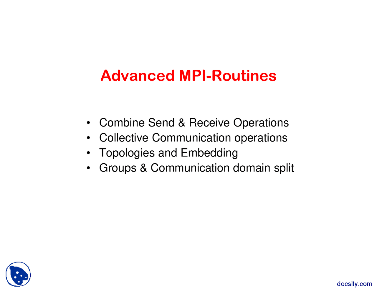 Advanced Mpi Routines Parallel Processing Lecture Slides Docsity 3984