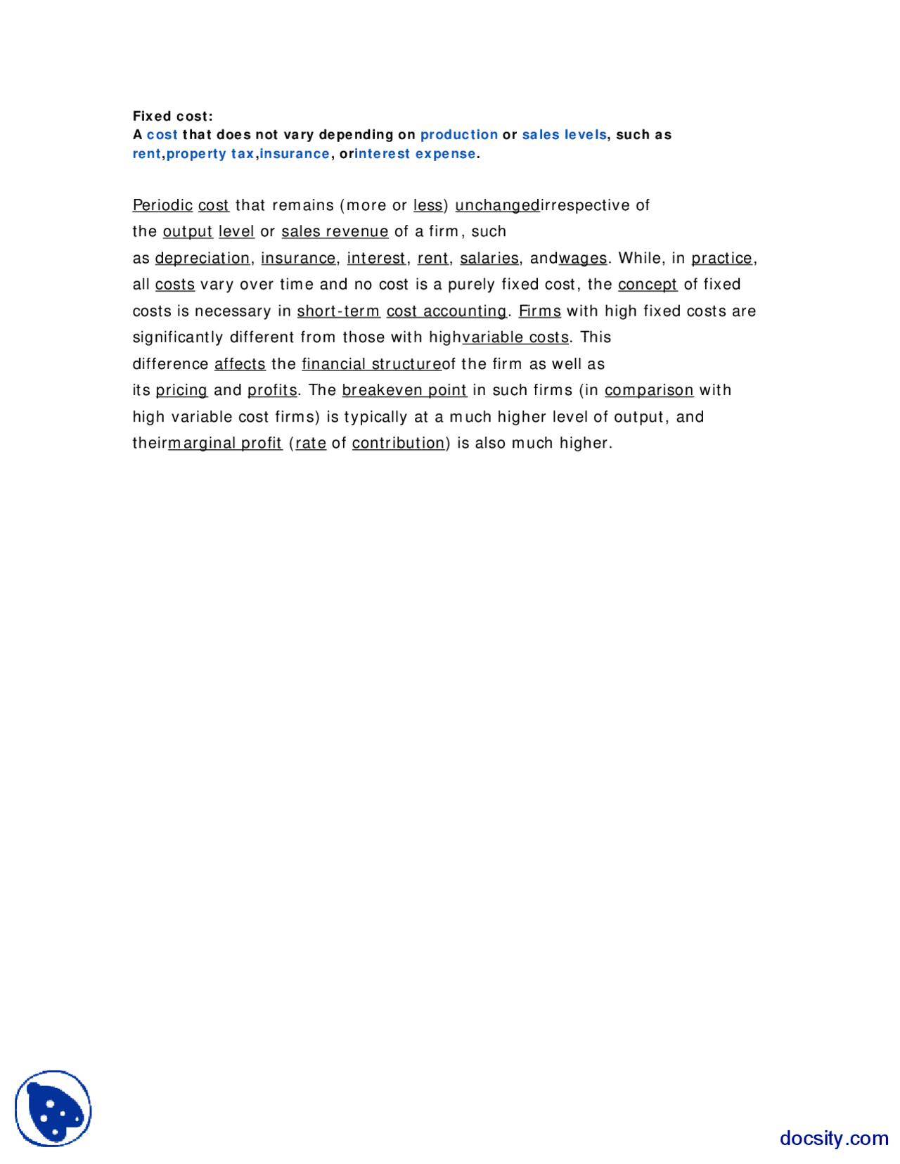 Fixed Cost Engineering Economy Assignment Docsity