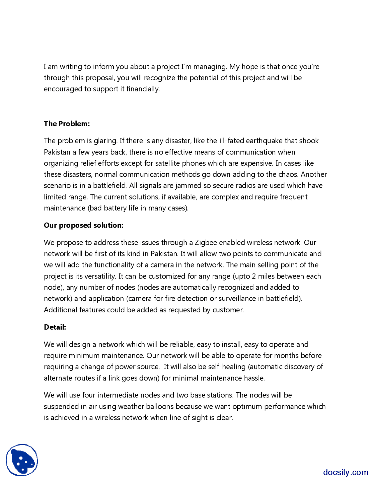 Proposal Funding Engineering Project Management Assignment Docsity