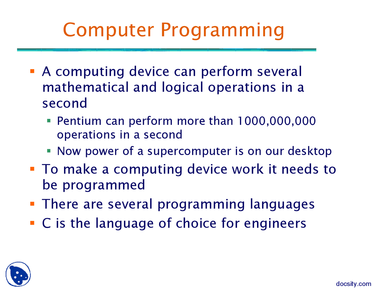 Computer Programming Programming Lecture Slides Docsity 7393