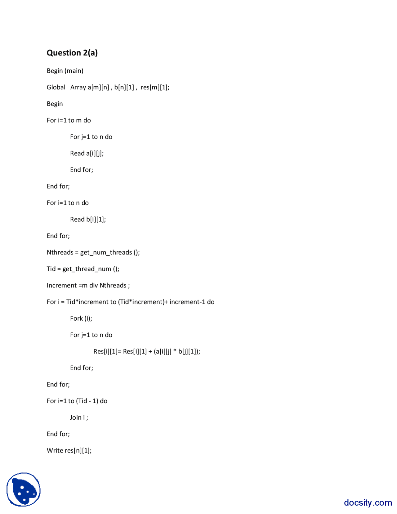 Global Array Parallel Processing Assignments Docsity