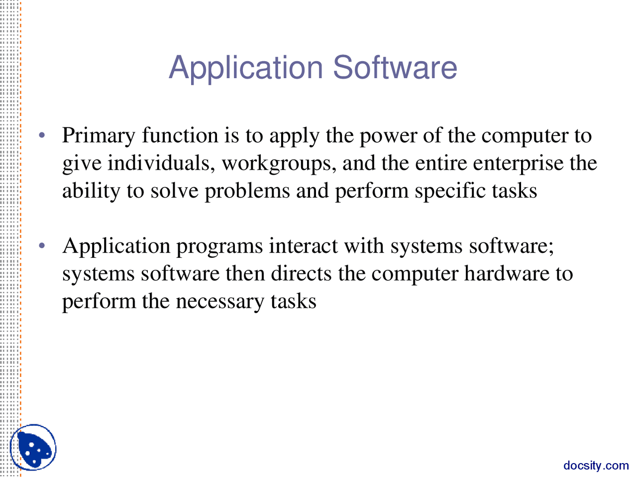 Application Software Docsity