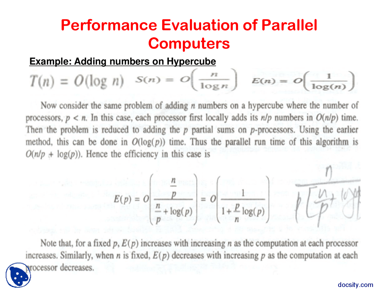 Performance Evaluation Of Parallel Computers Parallel Processing