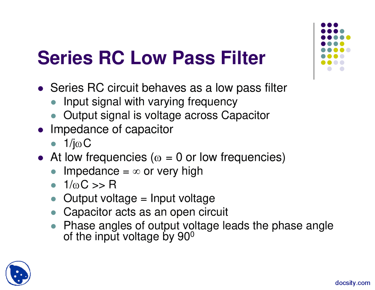 Series RC Low Pass Filter-Electrical Circuit Analysis-Lecture Slides ...