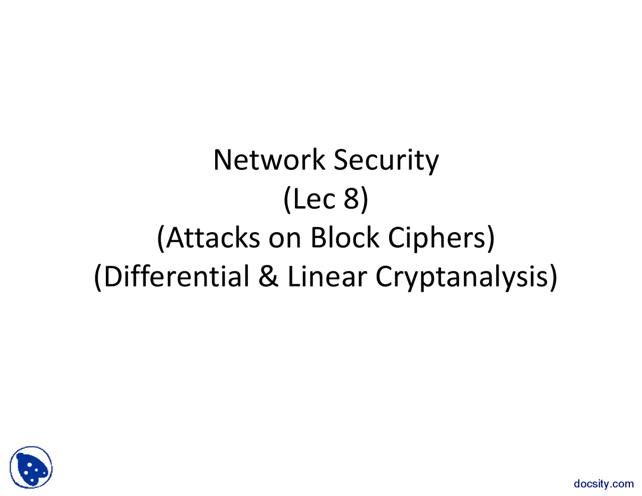Attacks On Block Ciphers Network Security Lecture Slides Docsity