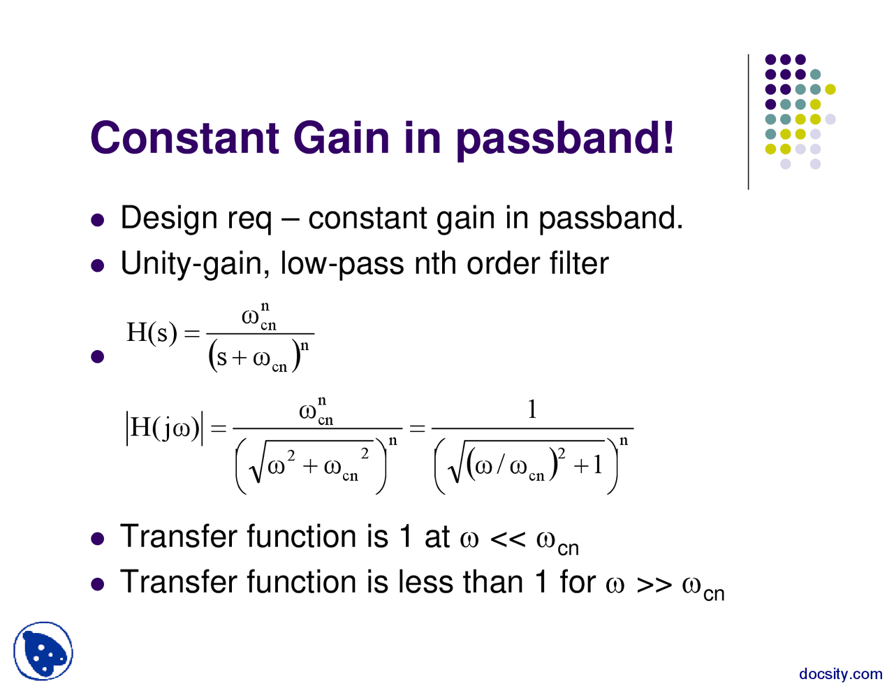 Constant Gain In Passband-Network And Circuit Analysis-Lecture Slides - Docsity