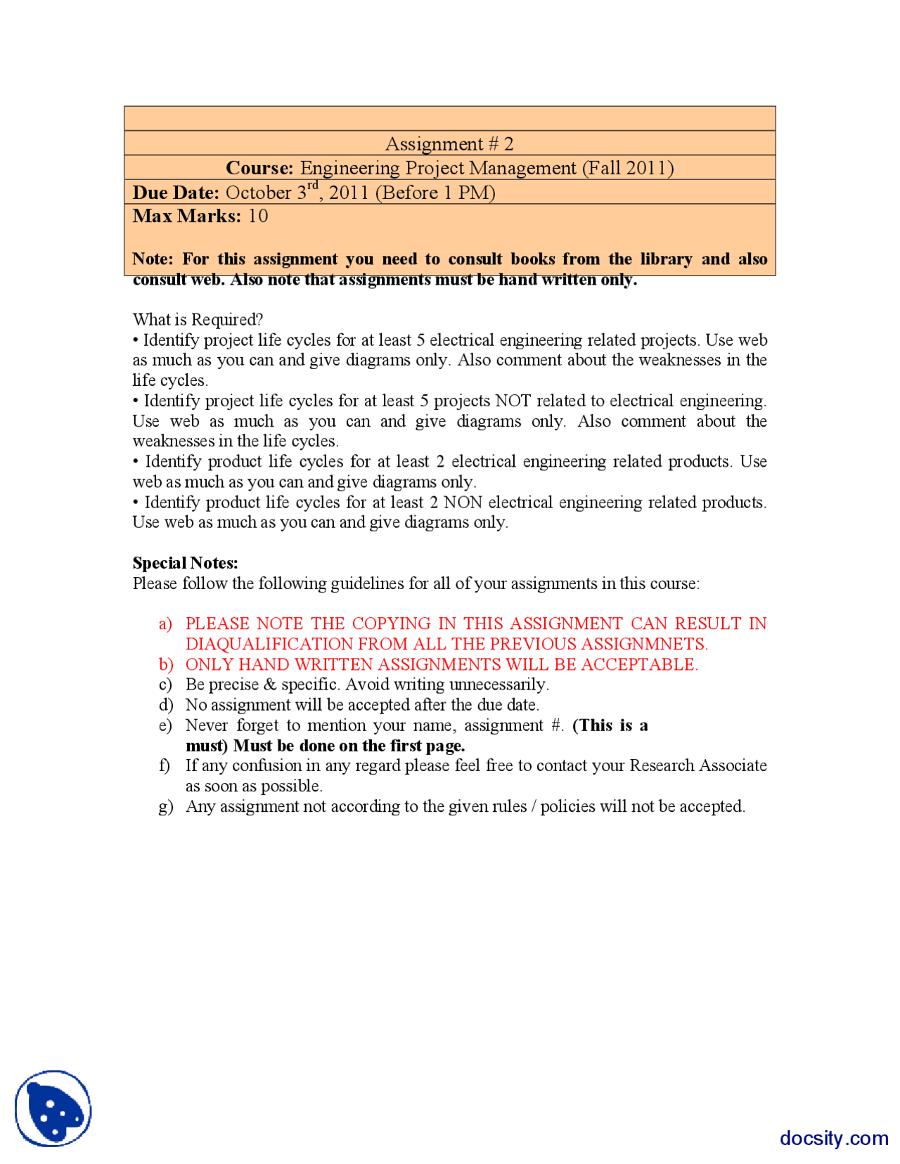 Product Life Cycles Engineering Project Management Assignment Docsity