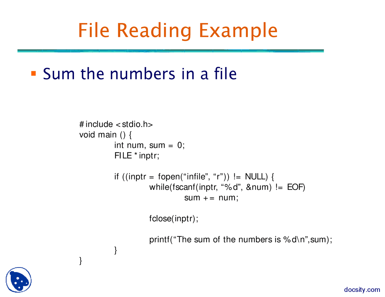 File Reading Example-Programming-Lecture Slides - Docsity