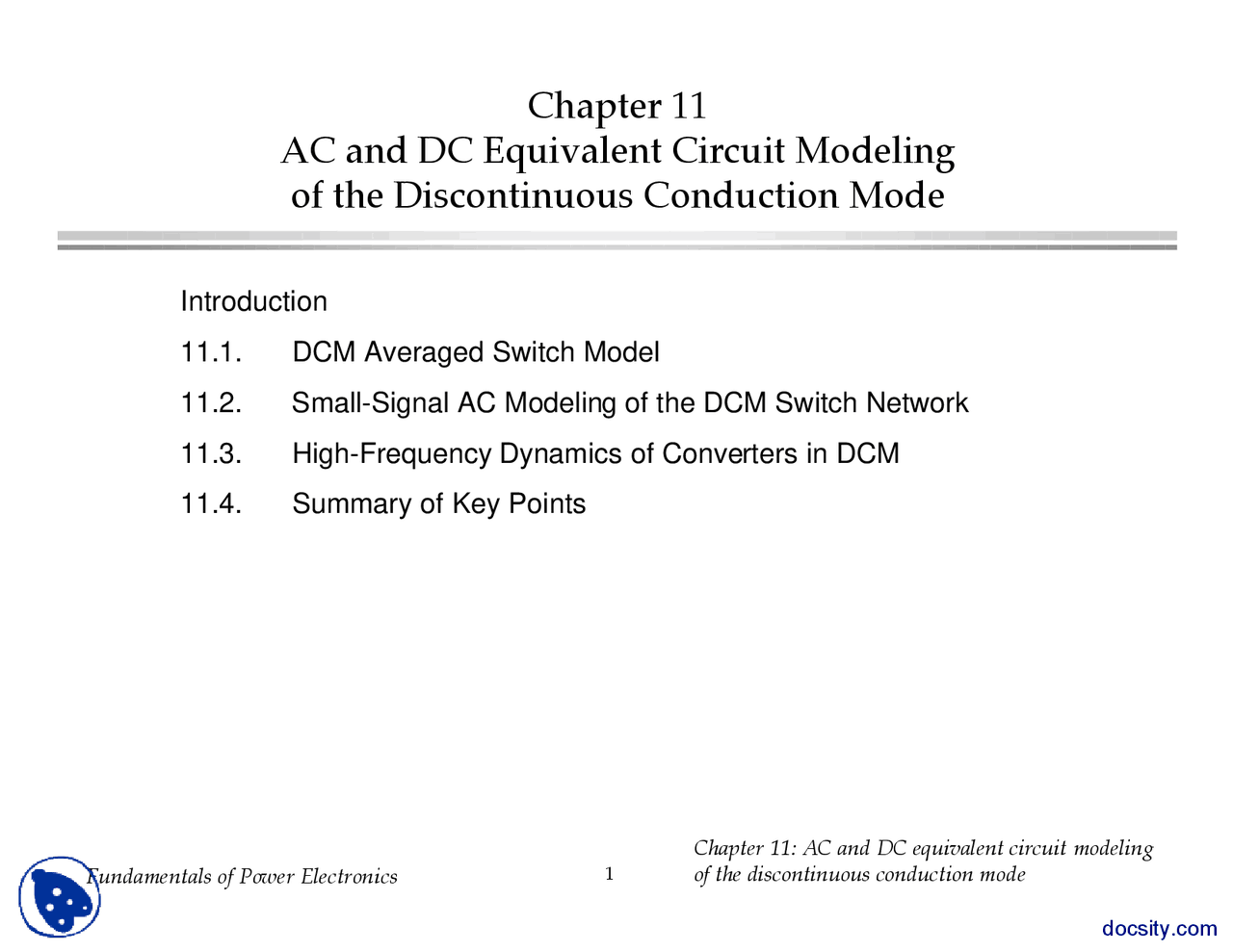 Ac And Dc Equivalent Circuit Modeling Of The Discontinuous Conduction