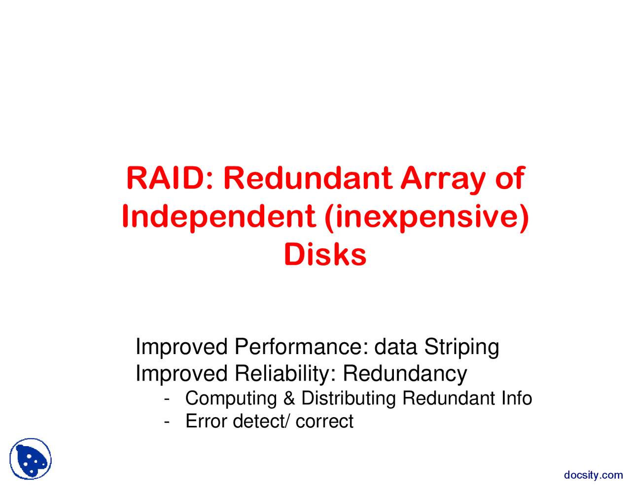 Raid Parallel Processing Lecture Slides Docsity