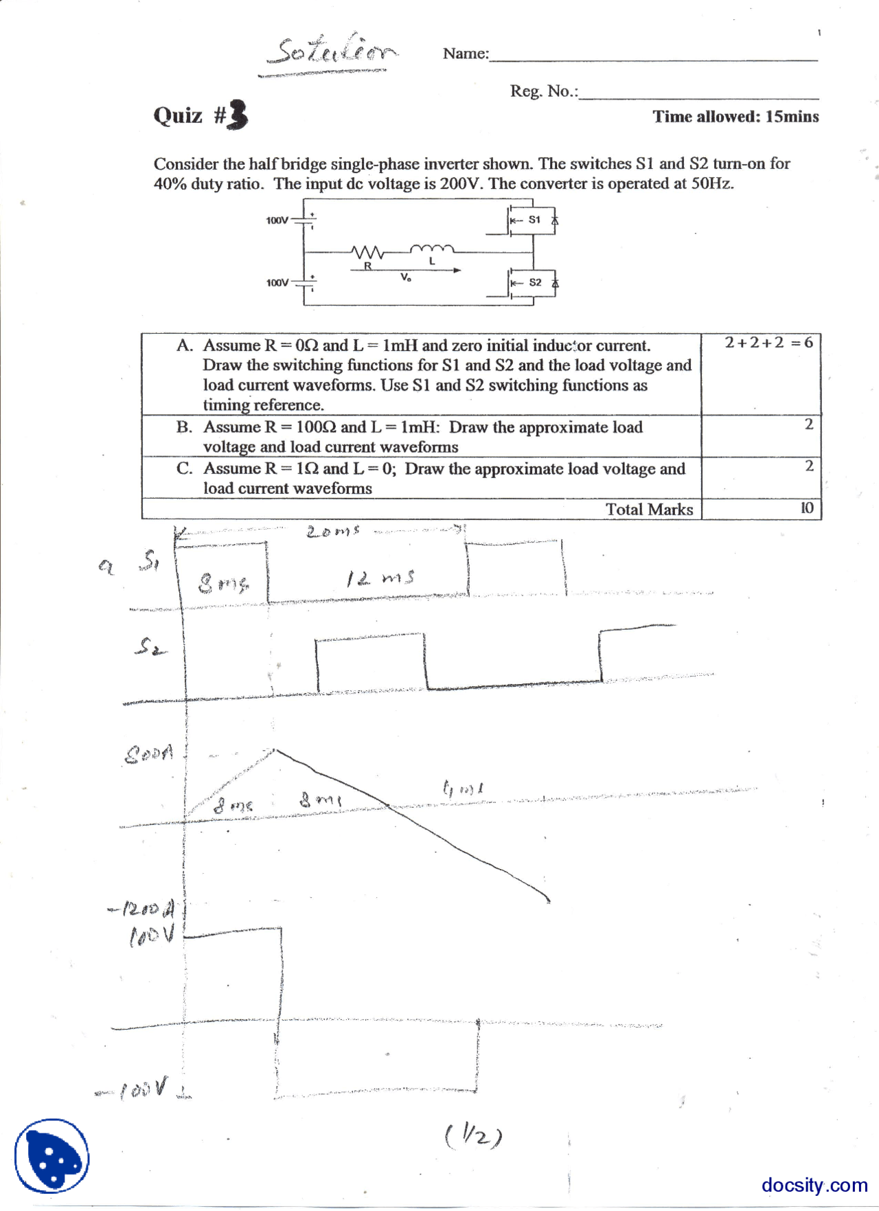 Half Bridge Single Phase Inverter Power Electronics Exam Paper Exams