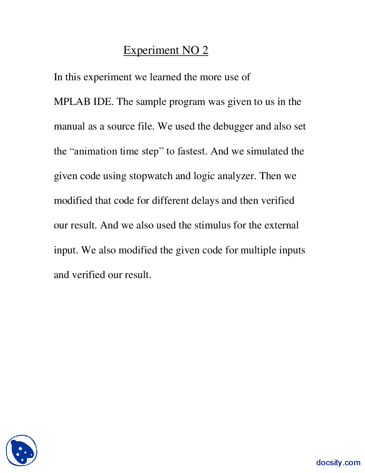 Mplab Ide Programming And Computer Logic Design Lab Handout Docsity