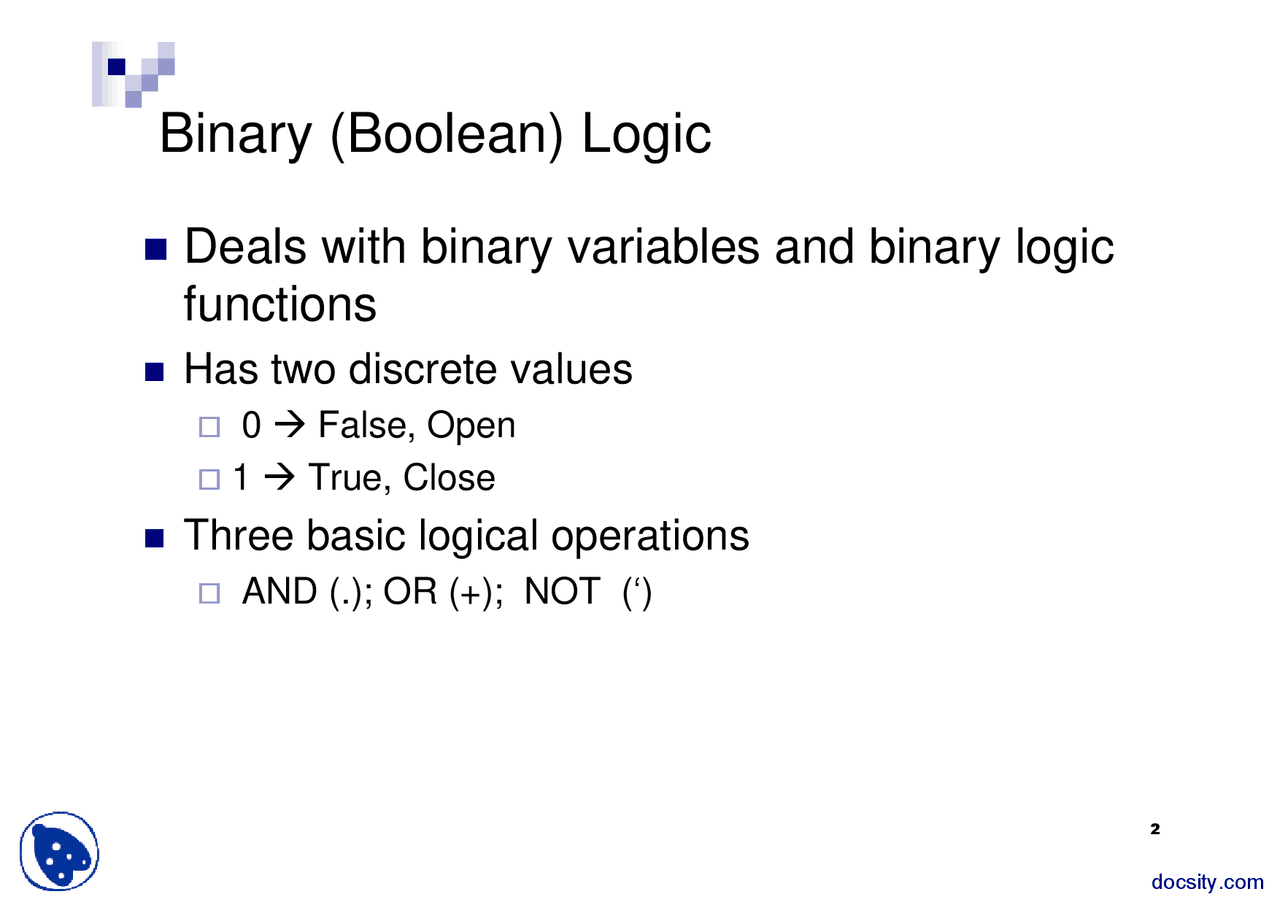 Boolean Algebra Computer Logic Design Lecture Slides Docsity