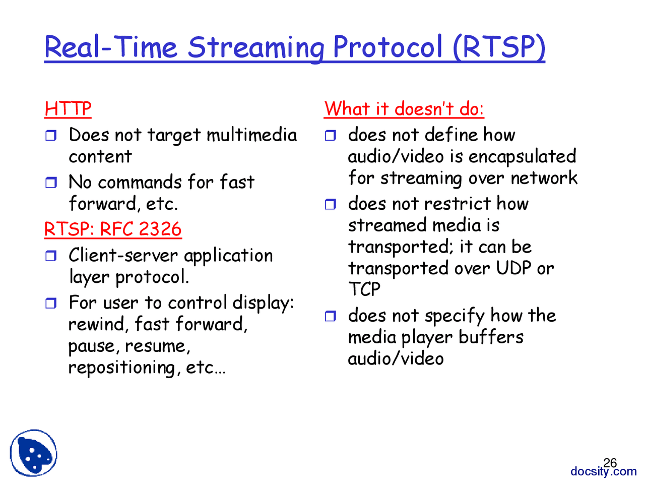 Real Time Streaming Protocol Computer Networking And Multimedia Applications Lecture Slides