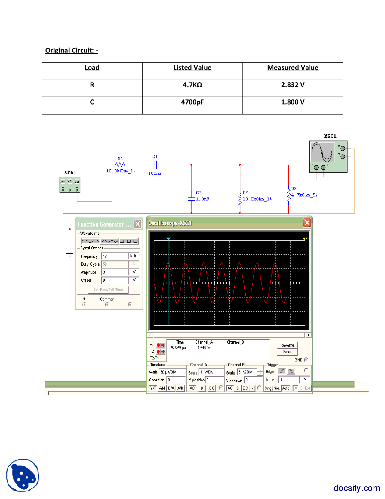 Capacitive And Resistive Circuit Circuit And Network Analysis Lab