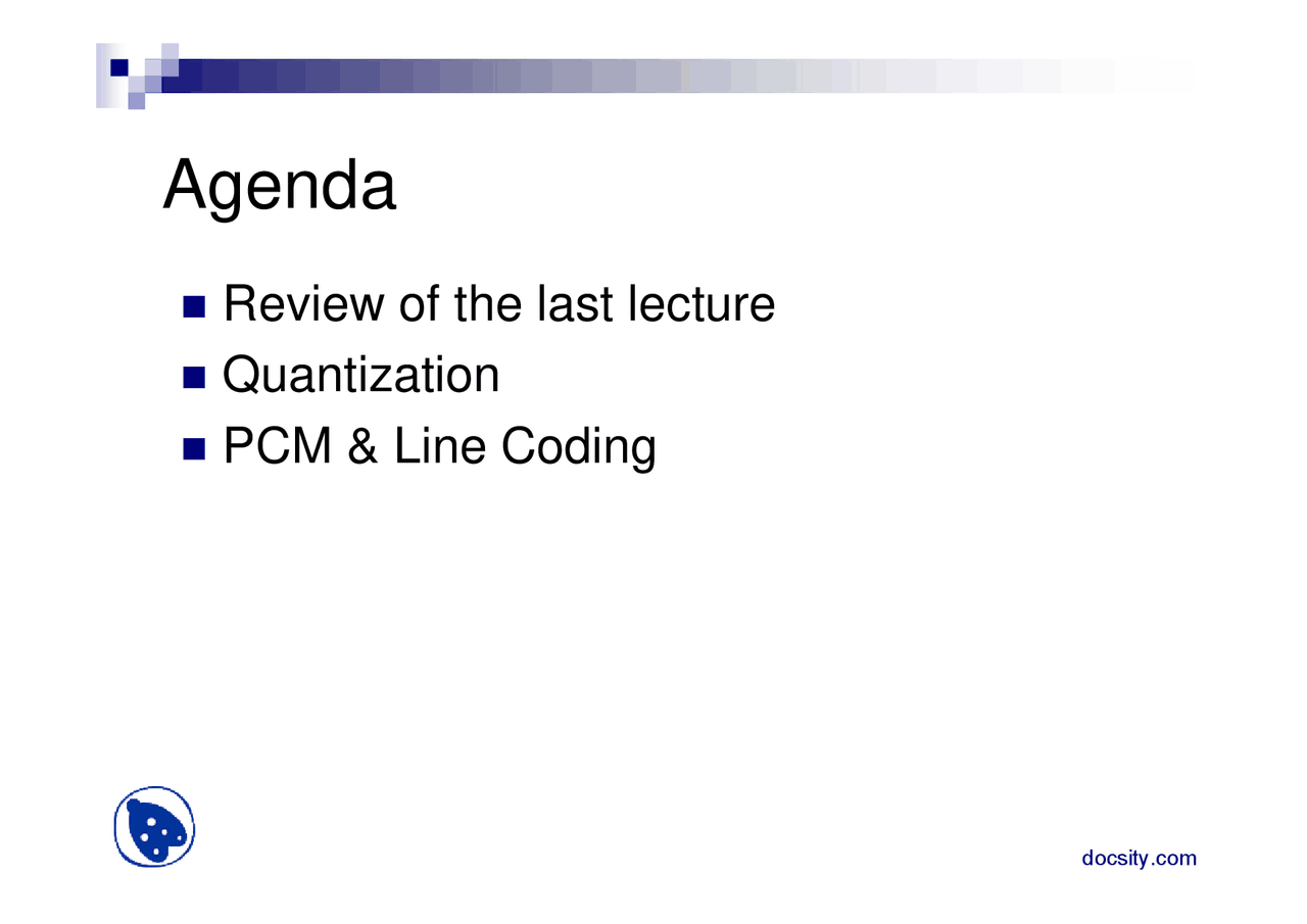 Quantization Pcm And Line Coding Digital Communications Lecture Slides