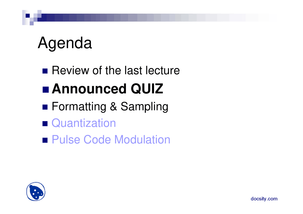 Formatting And Sampling, Quantization-Digital Communications-Lecture Slides | Slides Digital ...