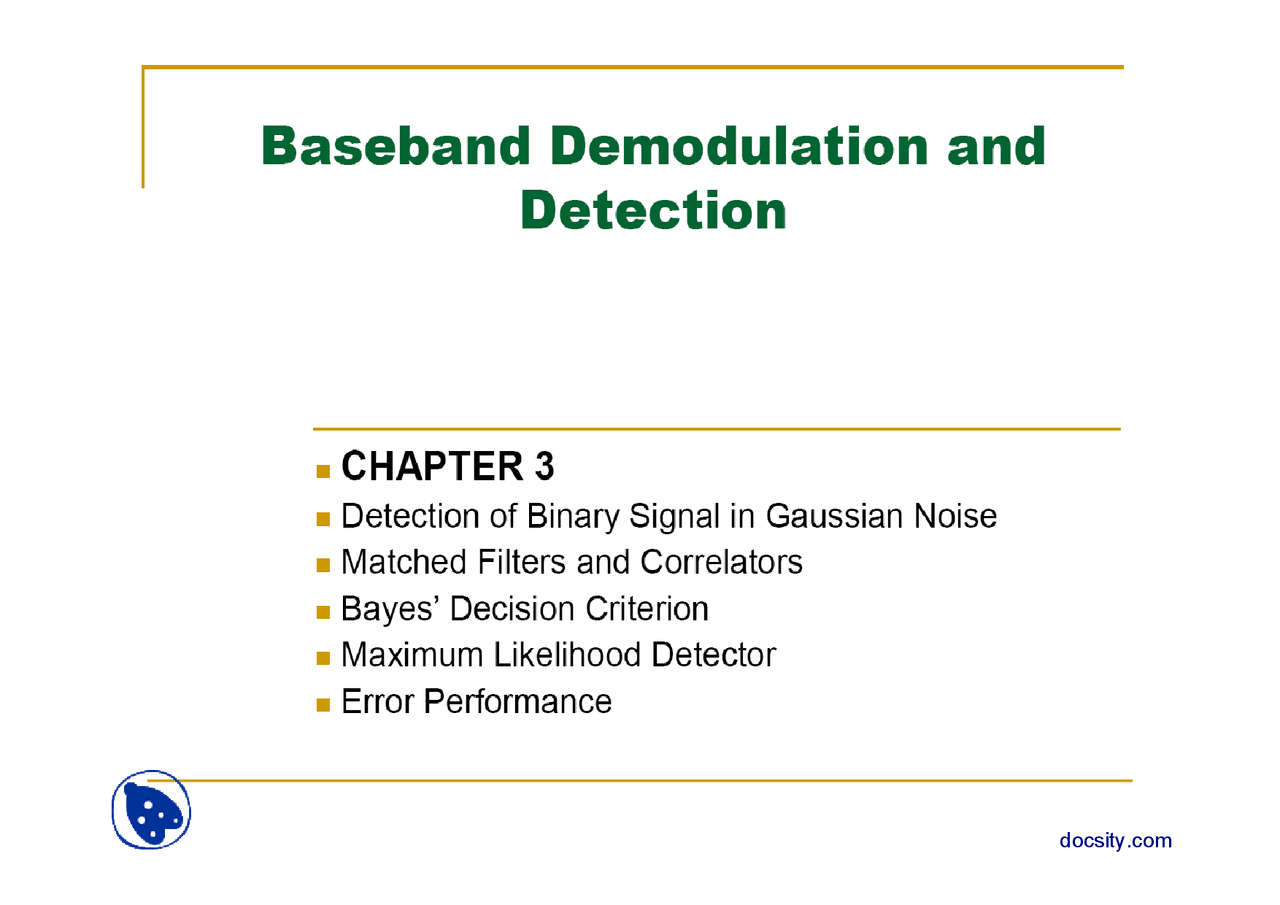 Baseband Demodulation and Detection 1-Digital Communications-Lecture Slides - Docsity