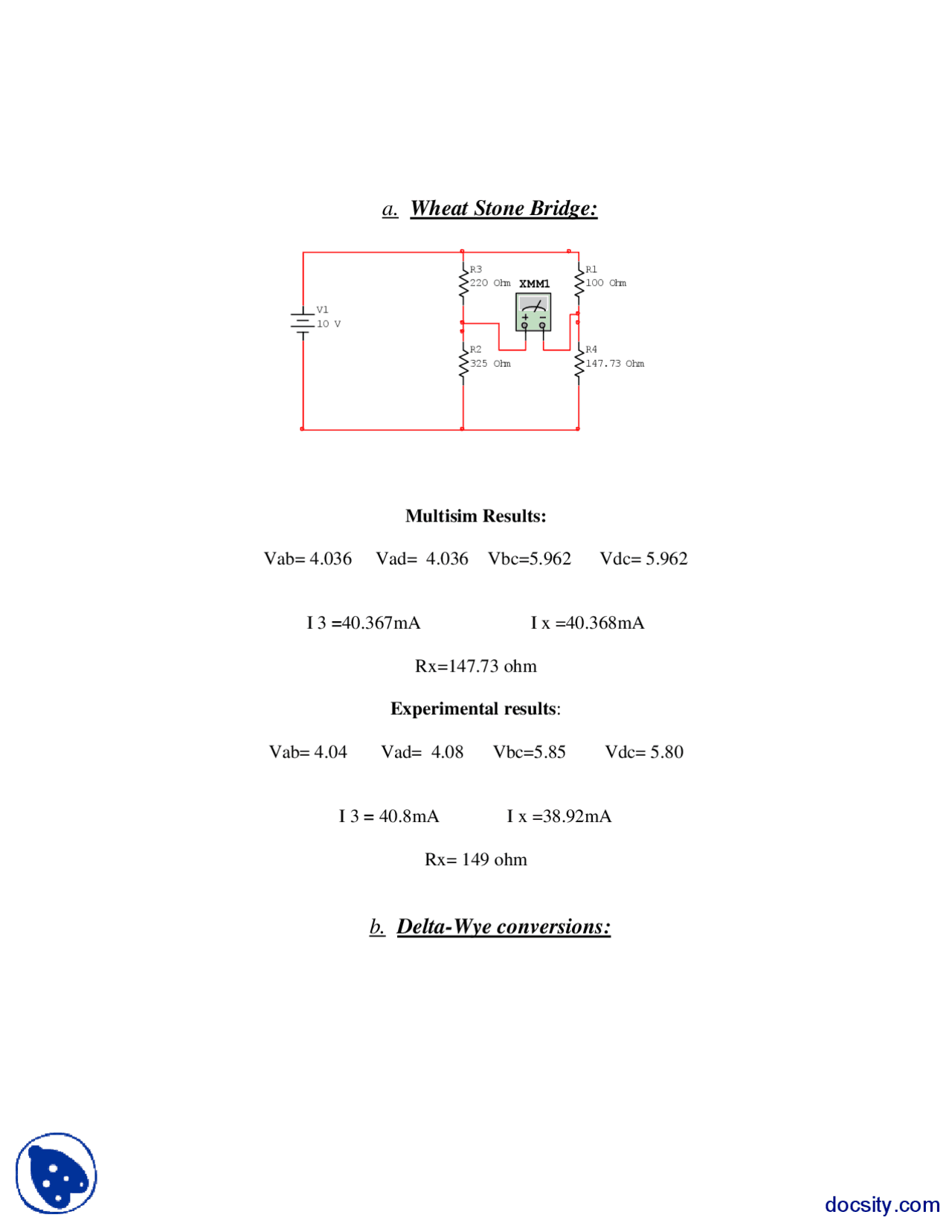 Wheatstone Bridge Analysis Circuit And Network Analysis Lab Report
