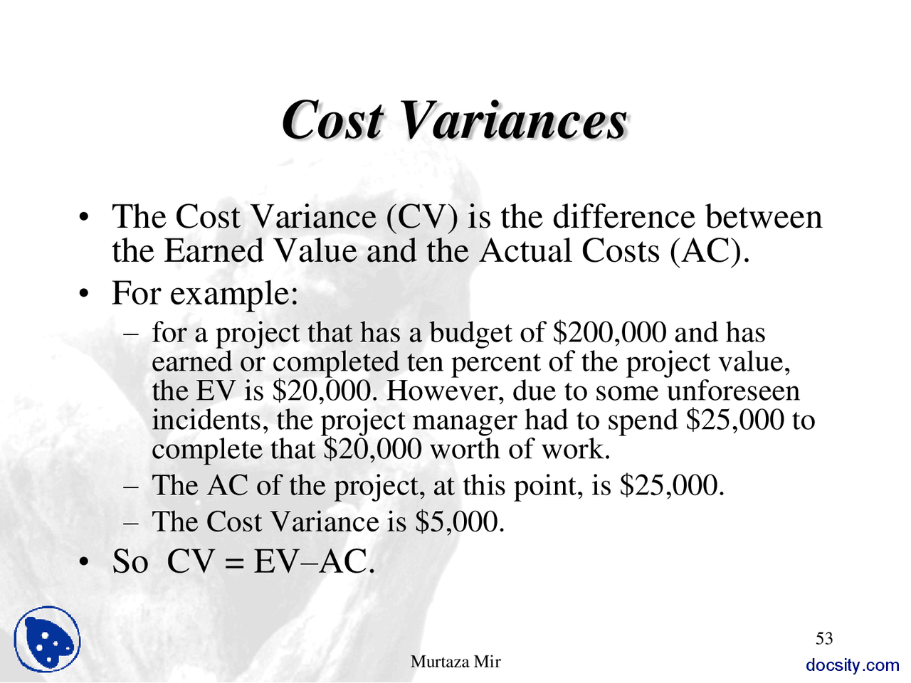 Project Cost Management Part 6-Project Management In Engineering-Lecture Slides - Docsity