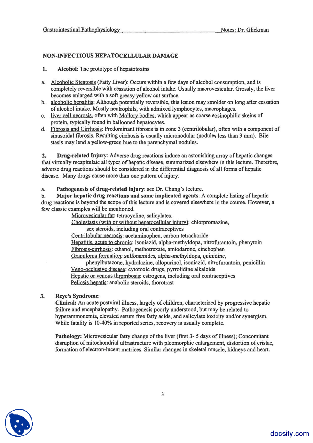 Pathology Of The Liver Medicine And Pathophysiology Lecture Notes Docsity