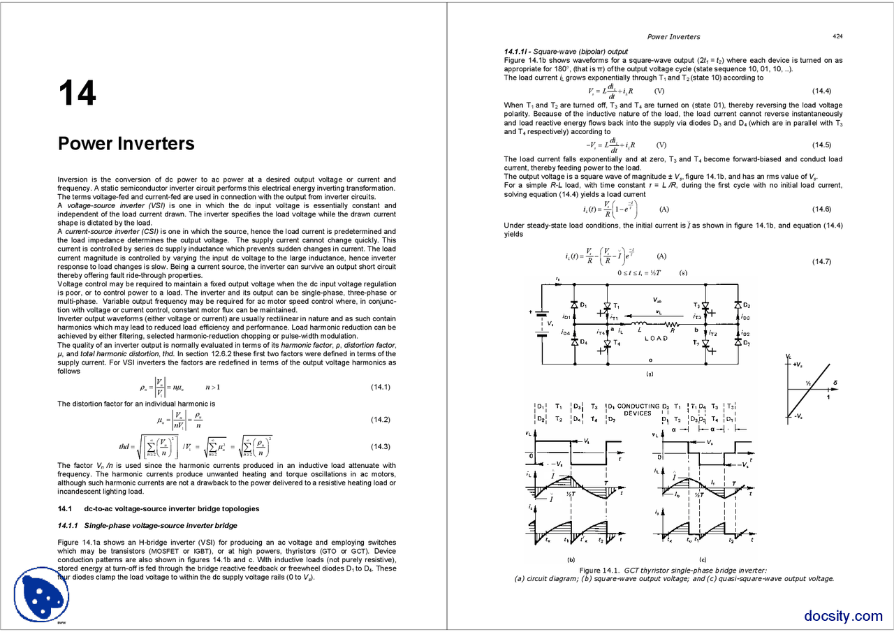 Power Inverters Power Electronics And Inverter Design Handout Docsity