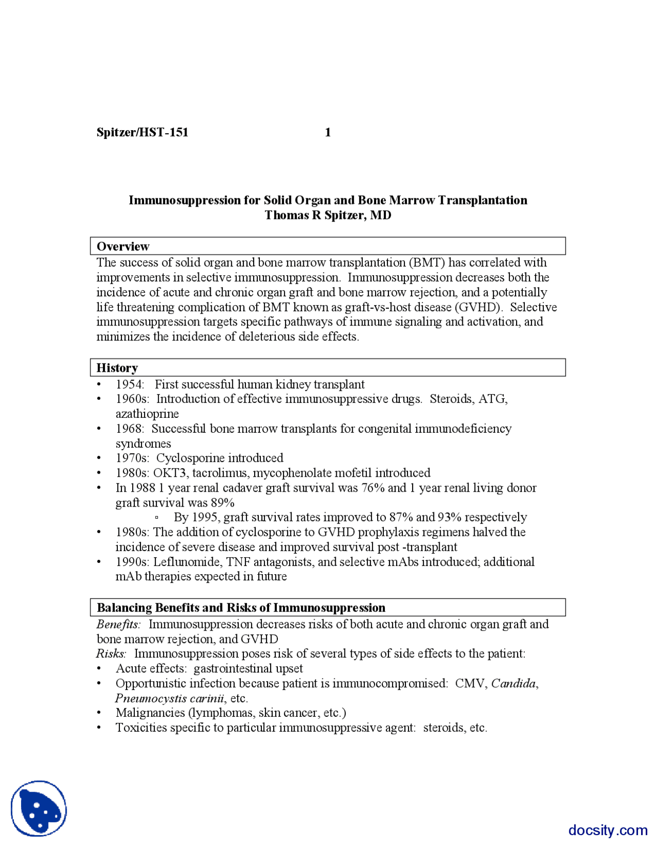 Immunosuppression for Solid Organ and Bone Marrow Transplantation ...