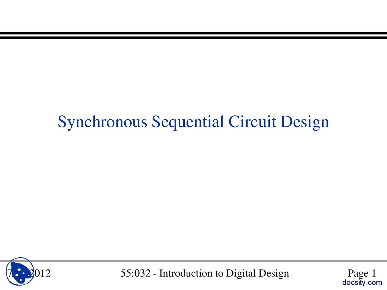 Synchronous Sequential Circuit Design Programming And Computer Logic