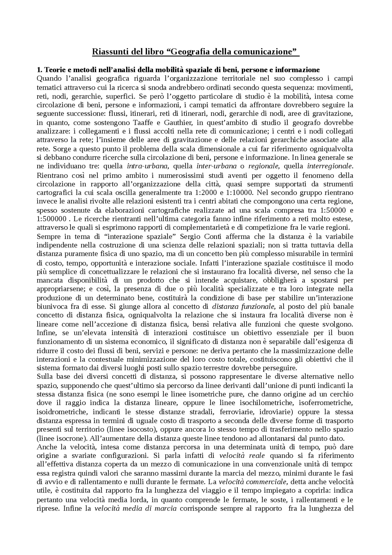 Riassunti del libro "Geografia della comunicazione" di G. Rocca ...