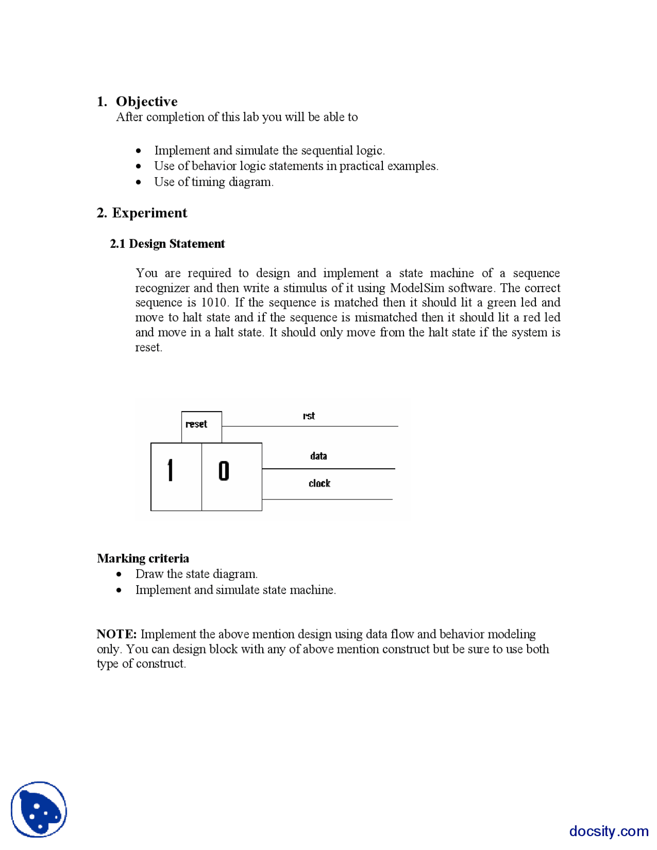 Sequential Logic Ii Digital System Design Lab Mannual Docsity