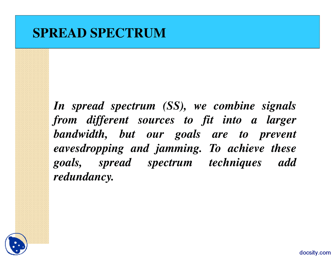 Spread Spectrum Data Communication Systems Lecture Slides Docsity