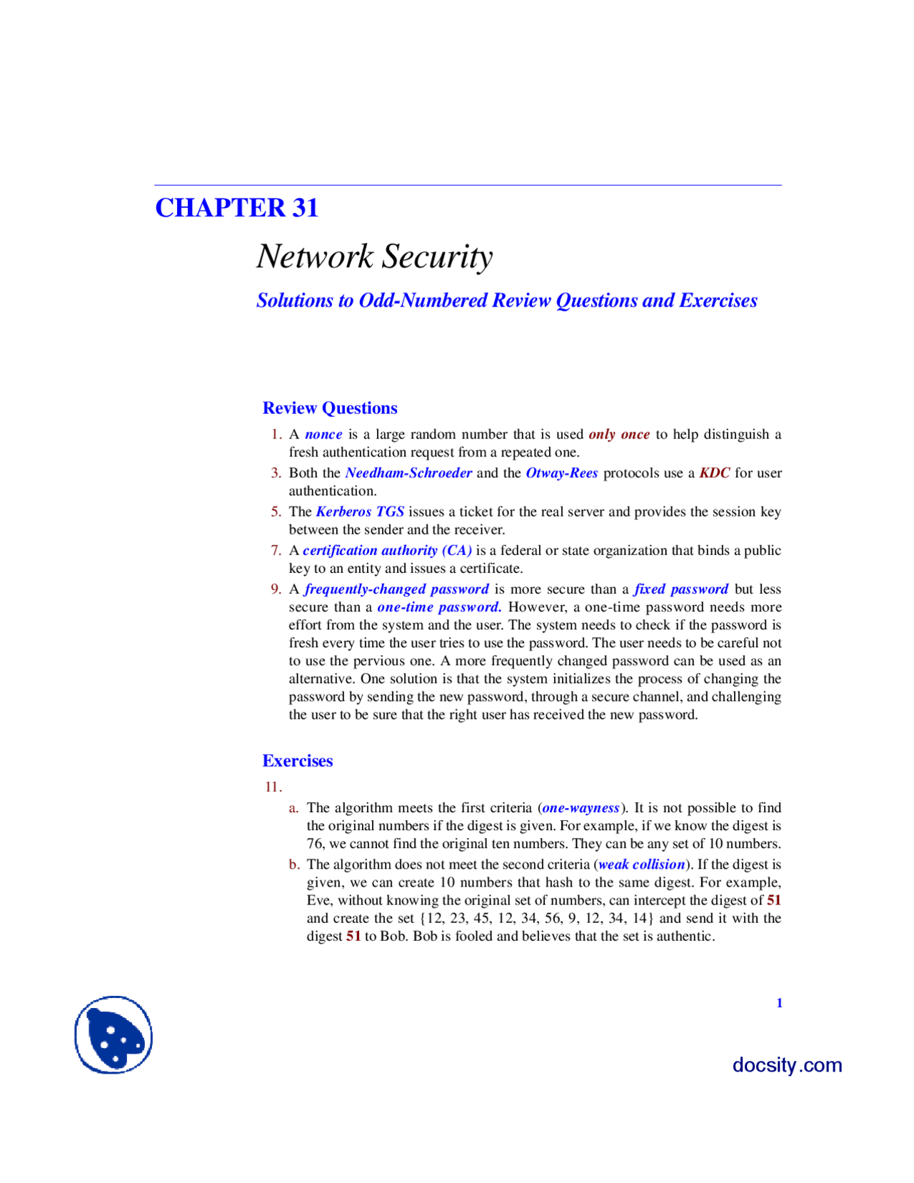 Network Security Data Communication Systems Assignment Solution Docsity