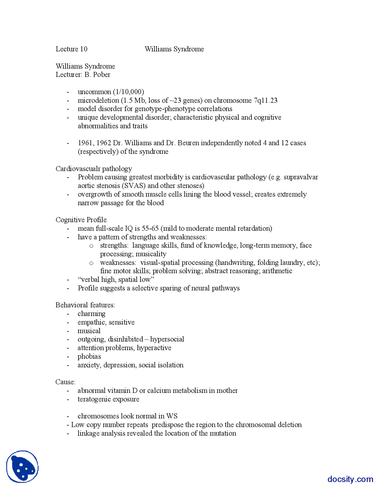 Williams Syndrome: Characteristics, Causes, and Genotype-Phenotype ...