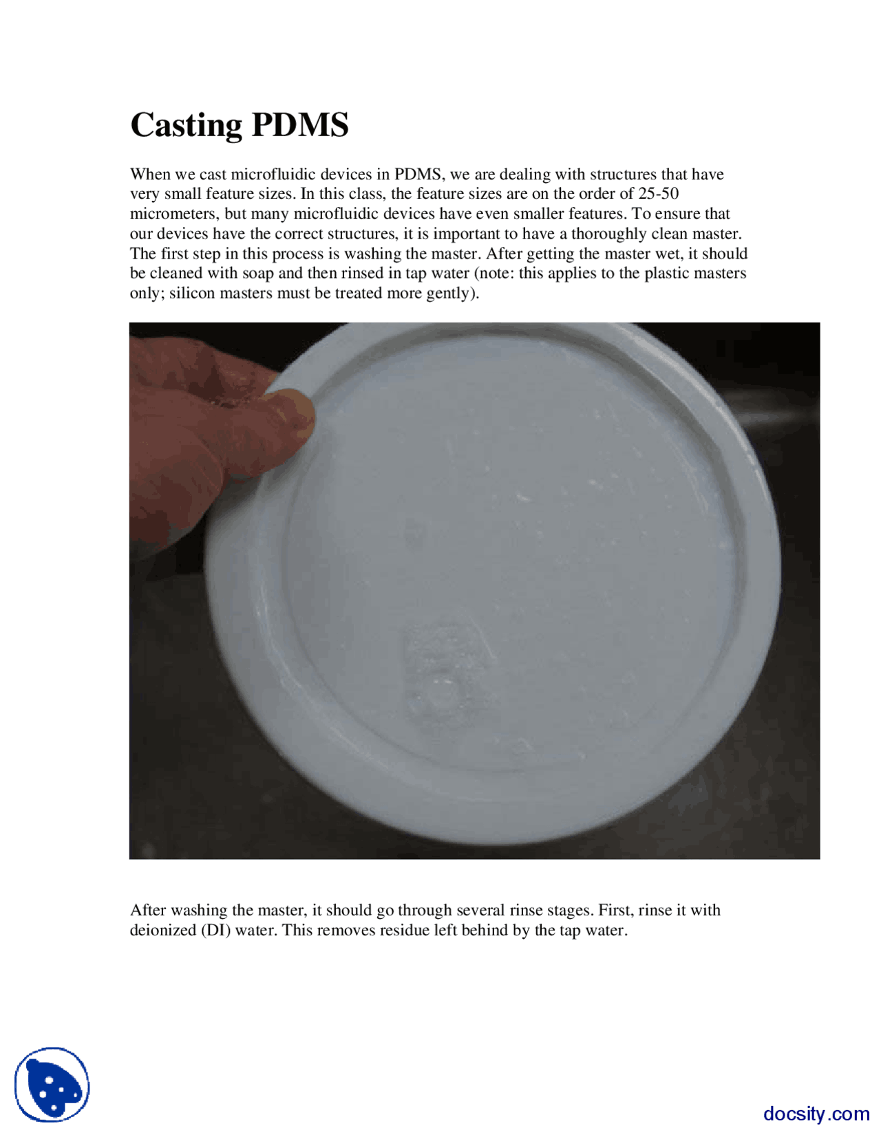 Casting Pdms Micro Cellular Engineering Lab Mannual Docsity