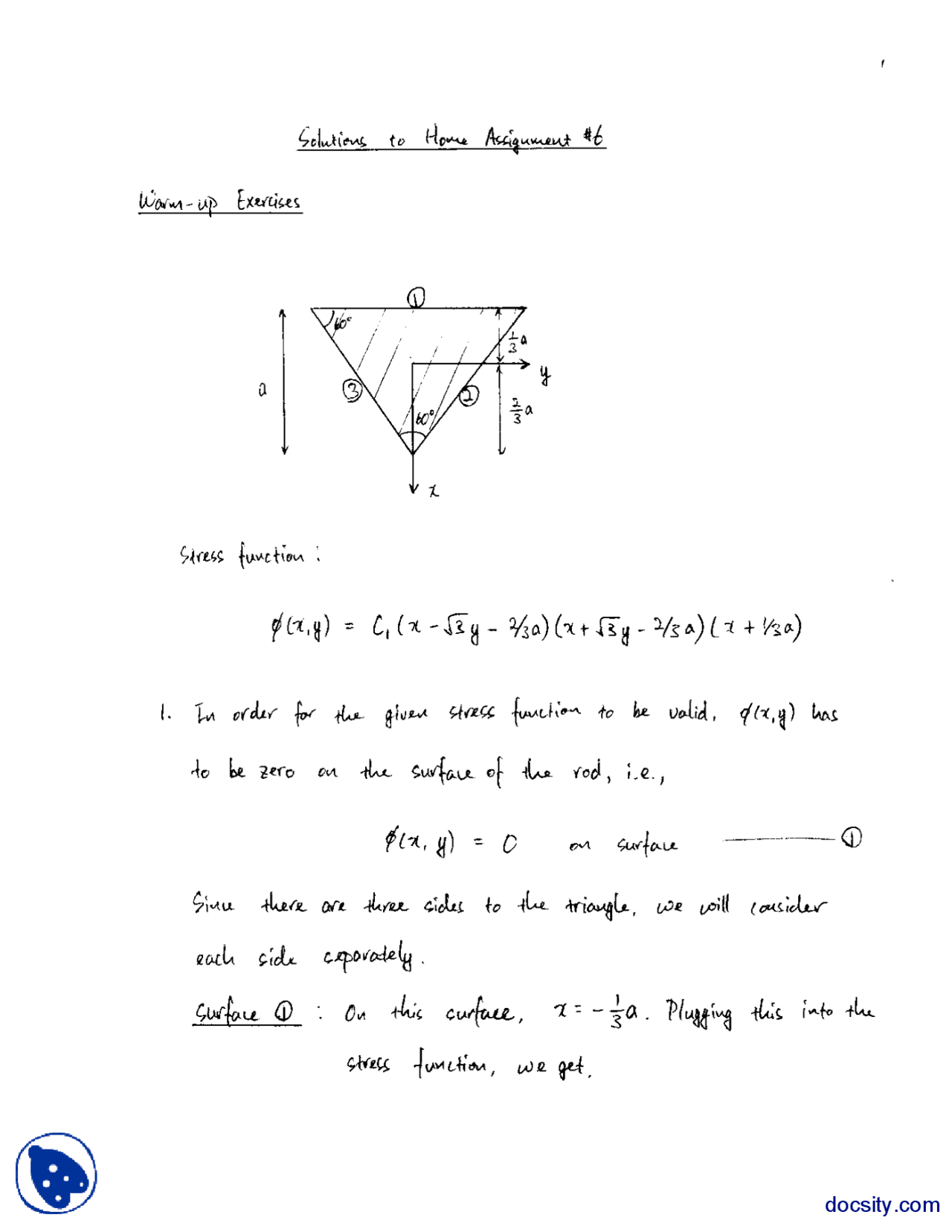 Stress Function Material And Structures Assignment Solution Docsity