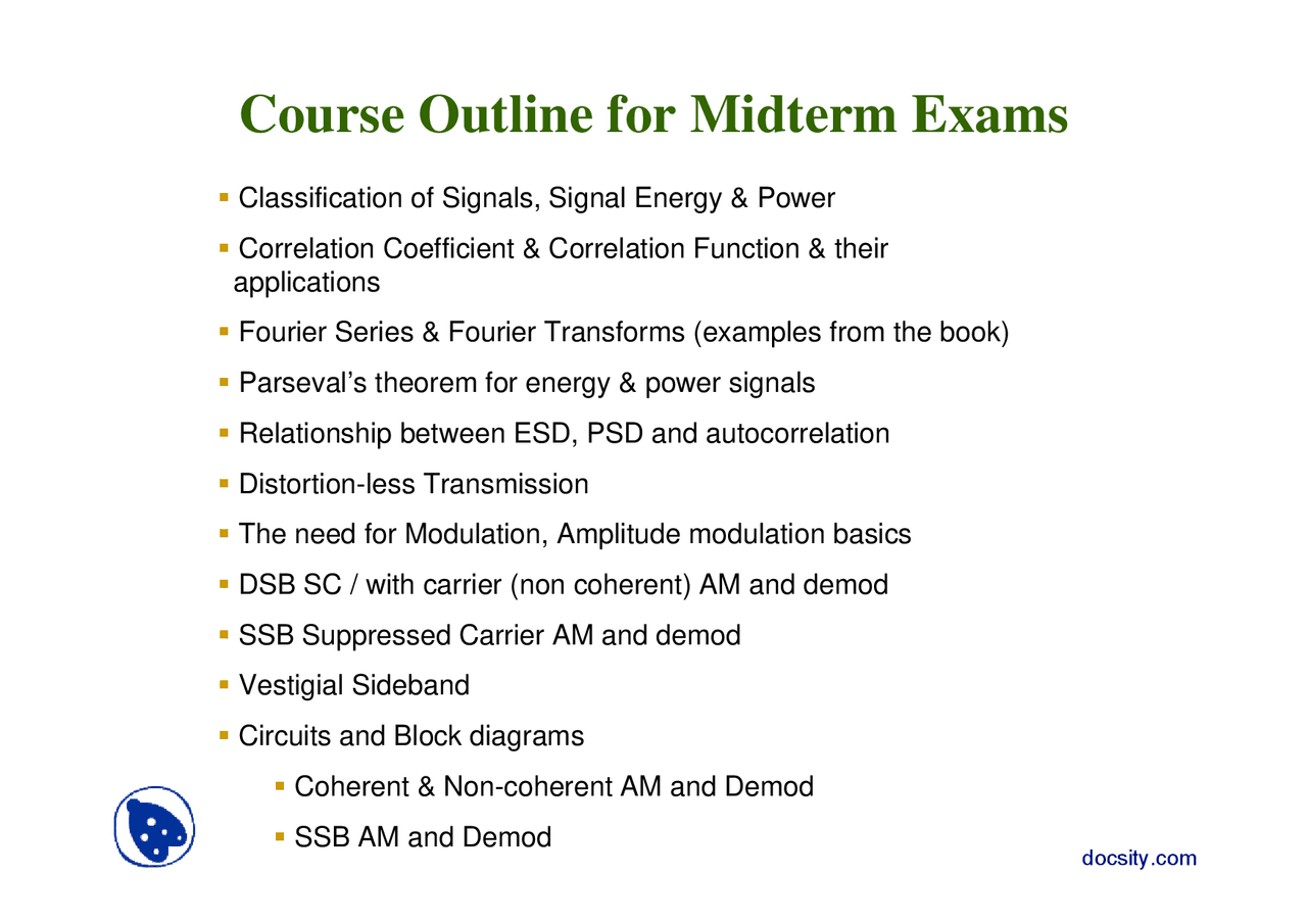 Single Side Band Generation Summary-Communication Systems-Lecture ...