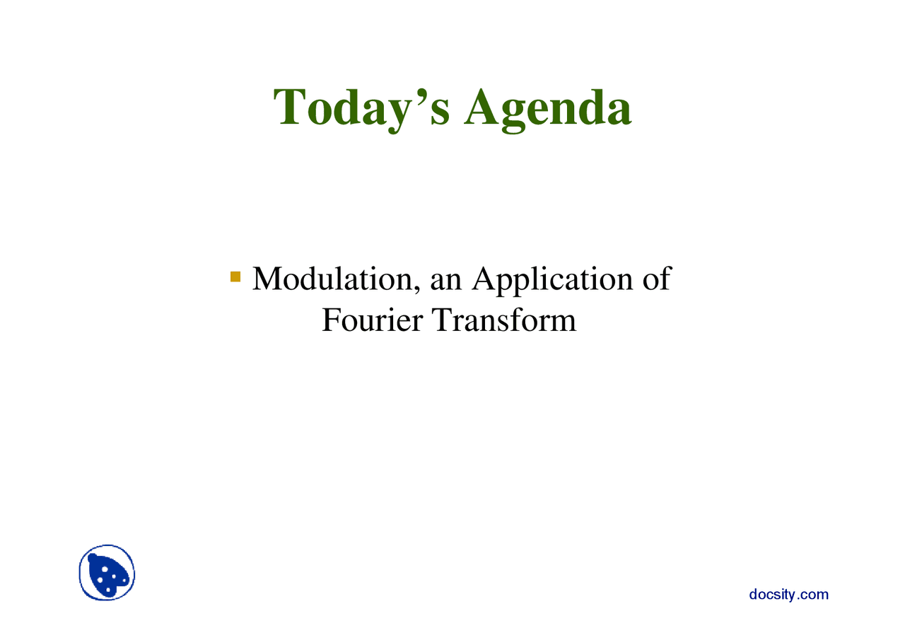 Modulation Communication Systems Lecture Slides Docsity