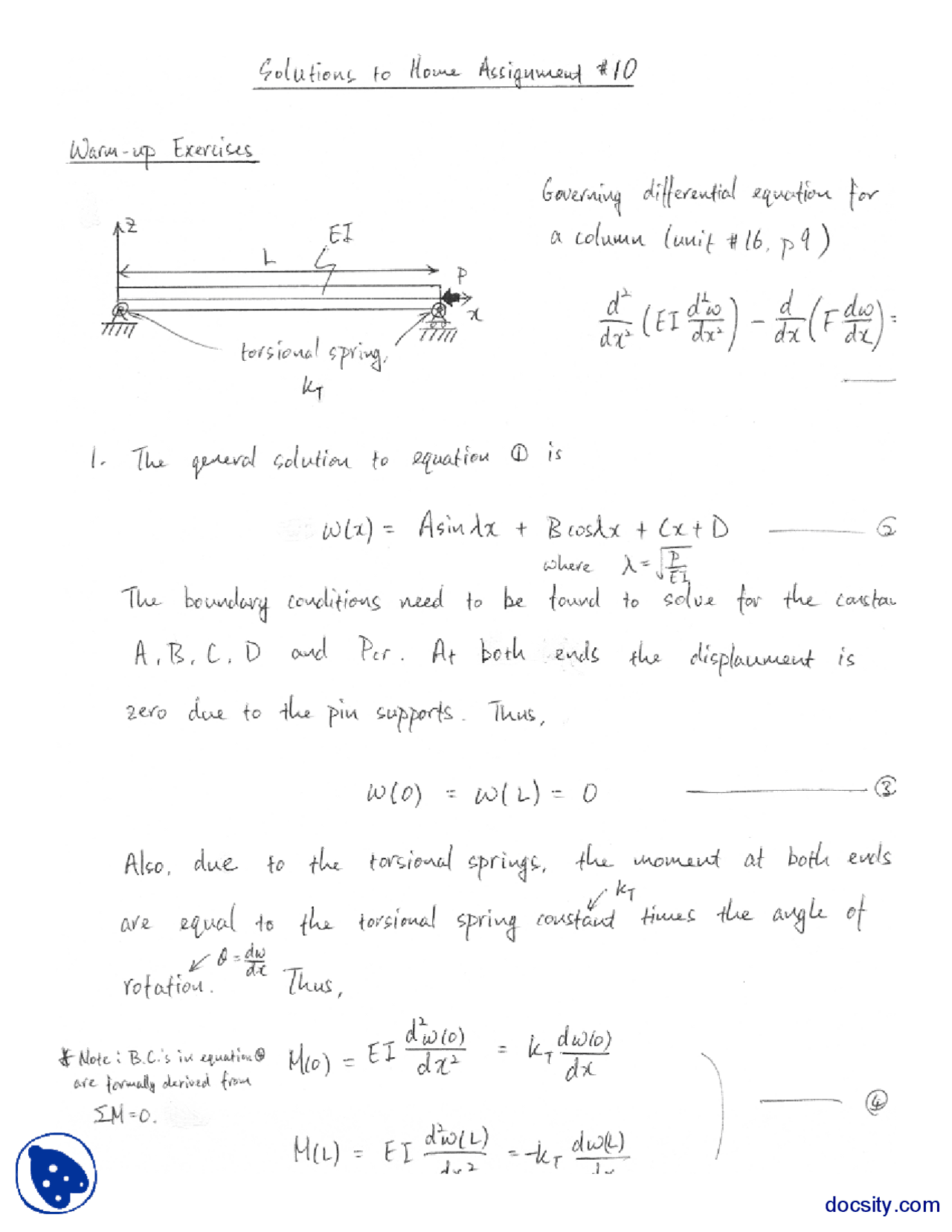 Differential Equation Material And Structures Assignment Solution Docsity