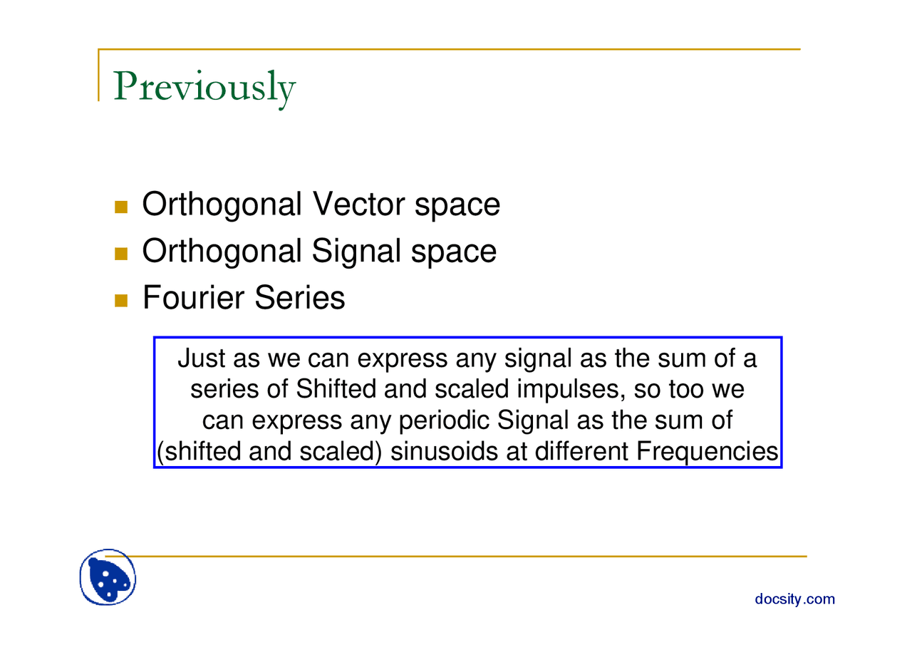 Bridge To Fourier Transform Communication Systems Lecture Slides