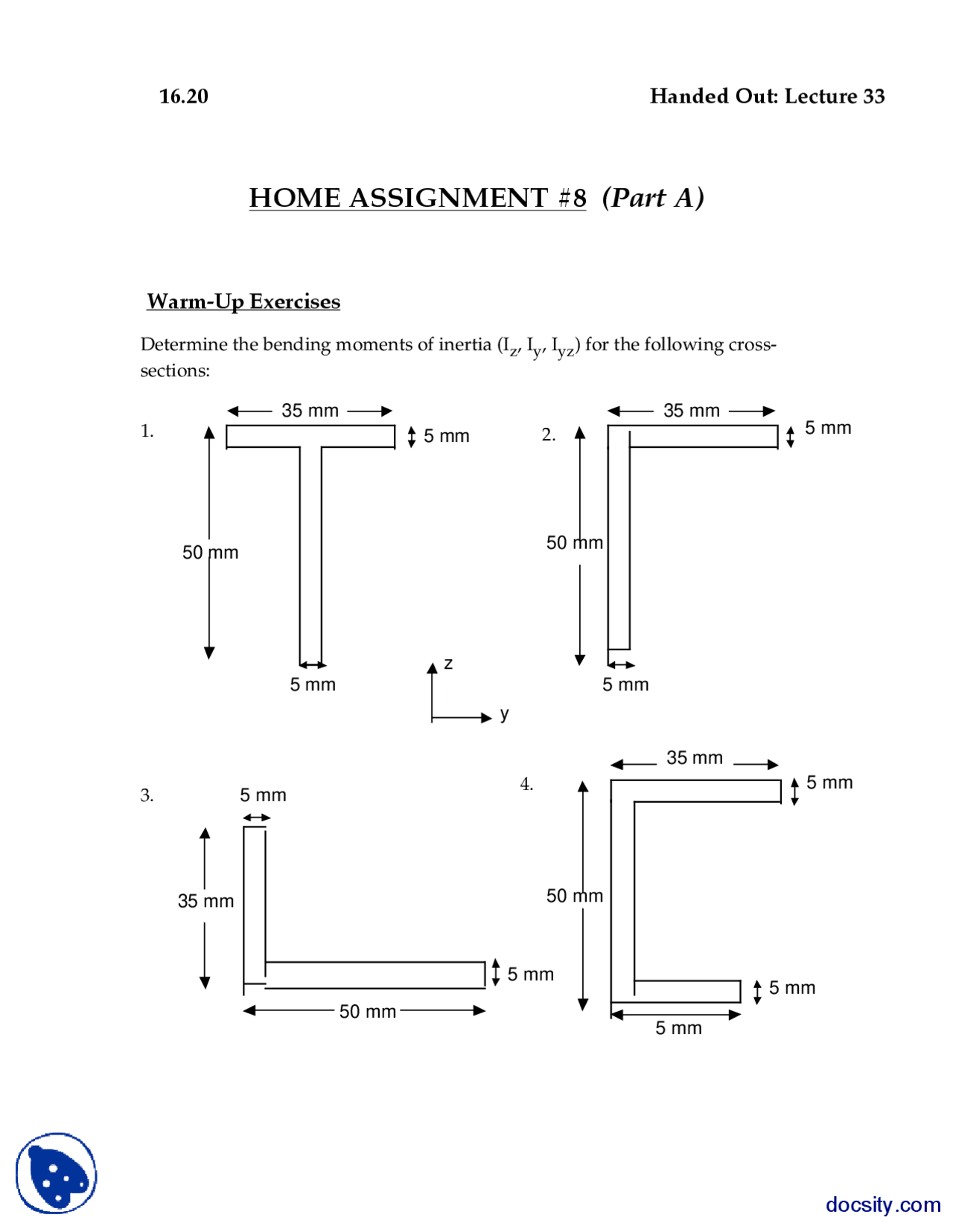 Bending Moment Material And Structures Assignment Docsity
