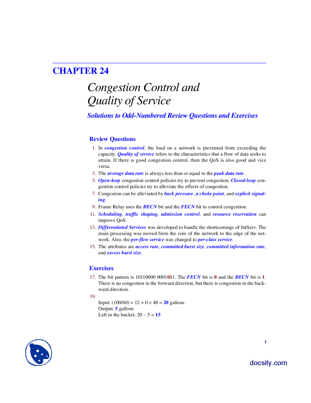 Congestion Control And Quality Of Service Data Communication Systems