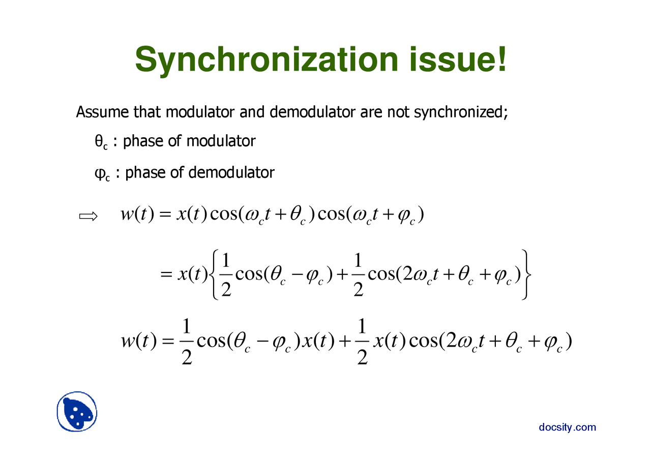 Synchronization Part 1 Communication Systems Lecture Slides Docsity