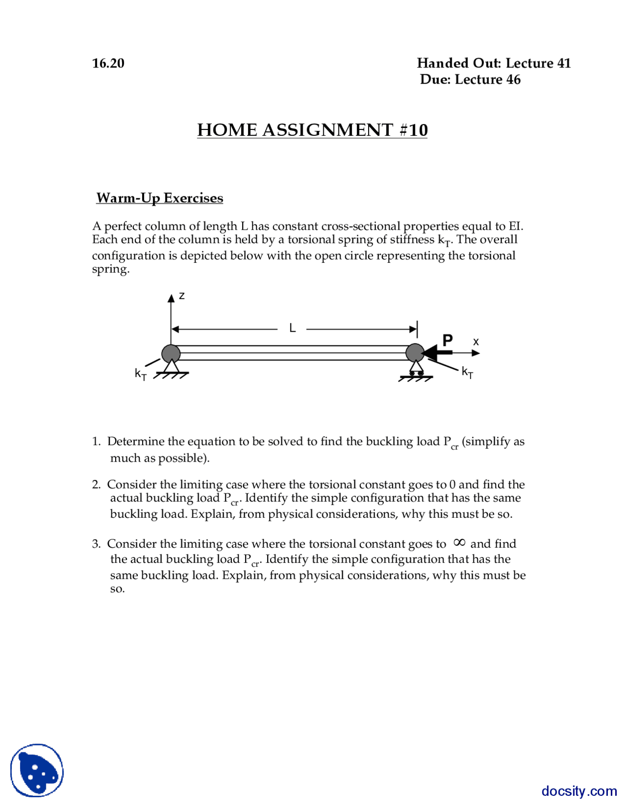 Torsional Spring Material And Structures Assignment Exercises