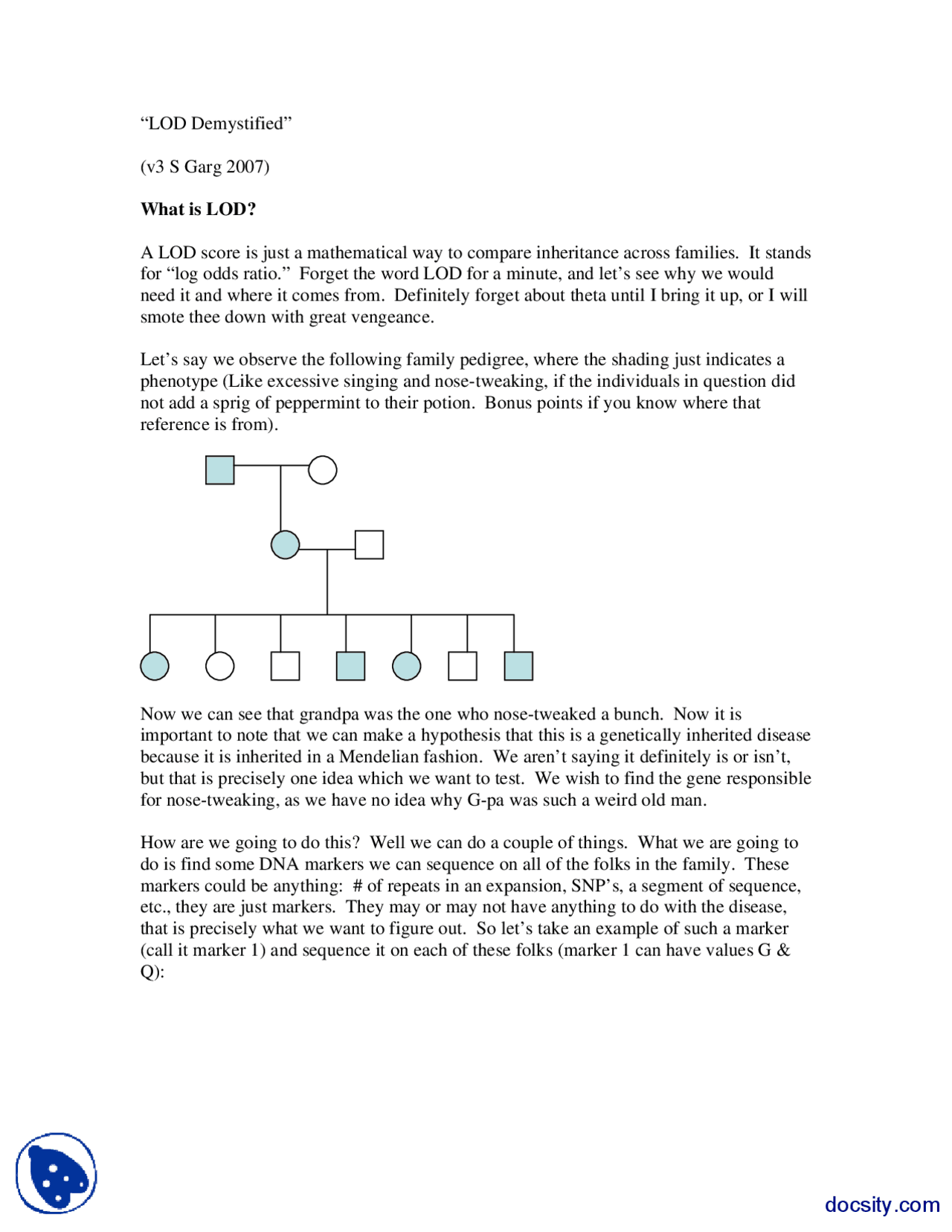 What Is Lod Medical Genetics Lecture Handout Docsity
