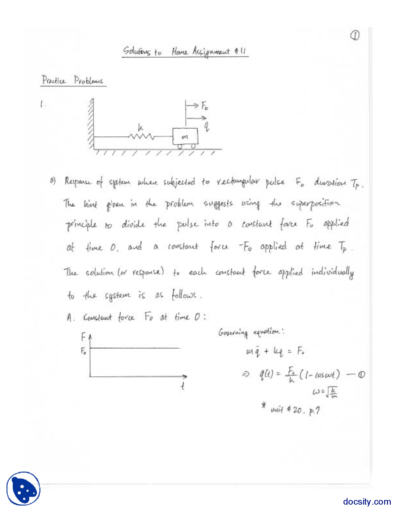 Mass Spring System Material And Structures Assignment Solution Docsity