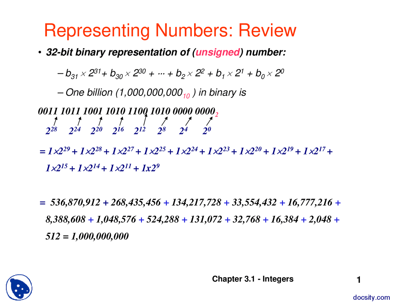 Representing Numbers-Assembly Language Programming-Lecture Slides - Docsity