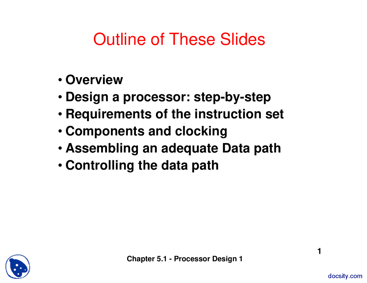 Processor Design Part 1 Assembly Language Programming Lecture Slides Docsity